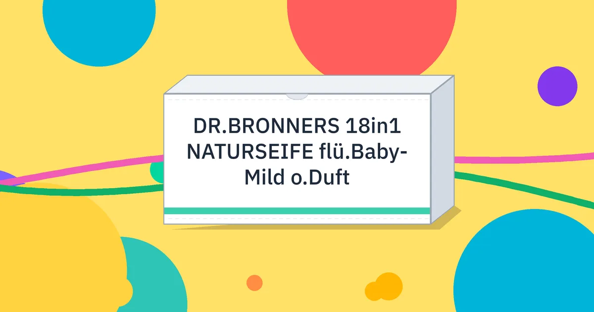 Symbolbild: Packung mit der Aufschrift DR.BRONNERS 18in1 NATURSEIFE flü.Baby-Mild o.Duft (PZN 19241344) – Verfügbarkeit und Bezug in Apotheken in Frankfurt am Main