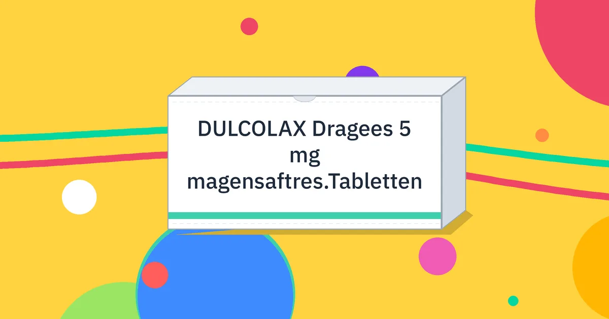 Symbolbild: Packung mit der Aufschrift DULCOLAX Dragees 5 mg magensaftres.Tabletten (PZN 08472939) – Verfügbarkeit und Bezug in Apotheken in Frankfurt am Main
