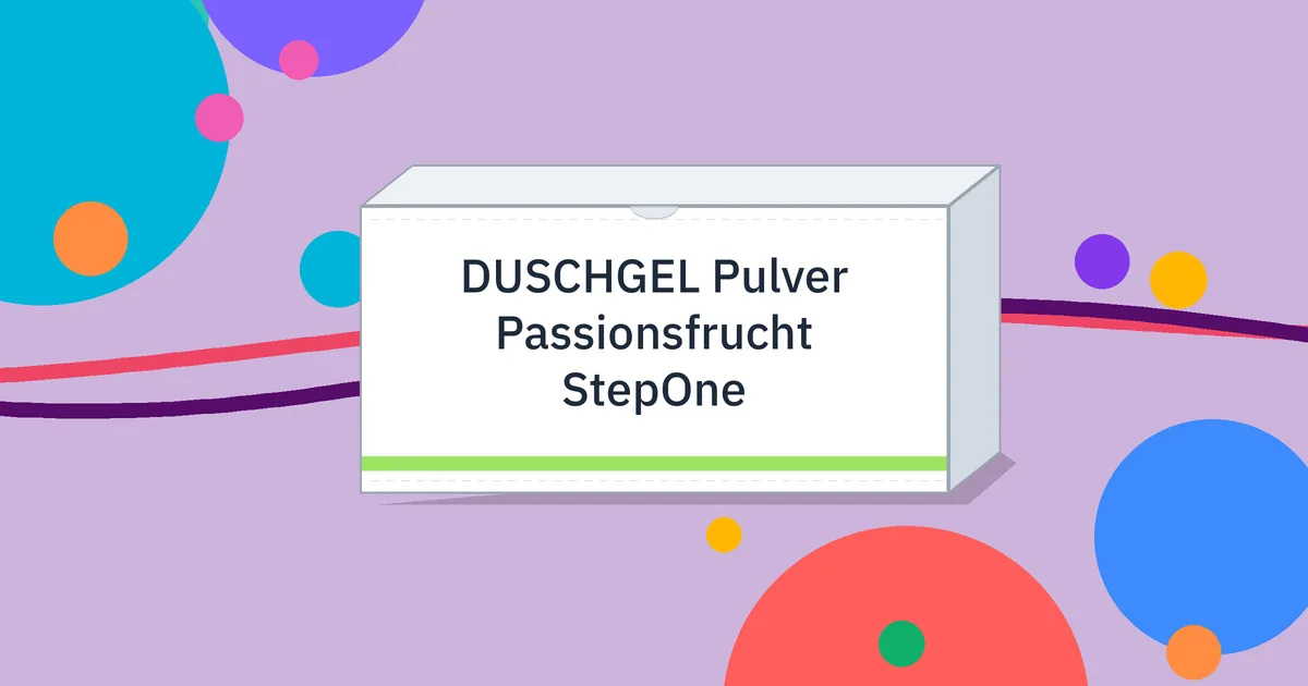 Symbolbild: Packung mit der Aufschrift DUSCHGEL Pulver Passionsfrucht StepOne (PZN 16937915) – Verfügbarkeit und Bezug in Apotheken in Frankfurt am Main