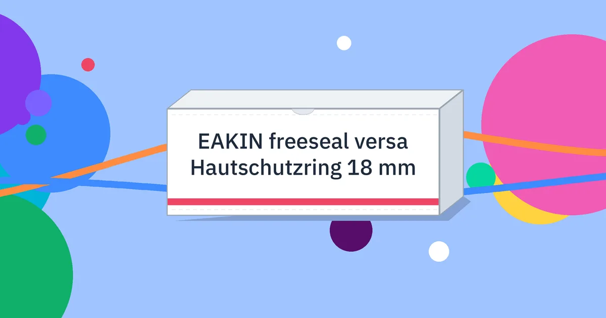 Symbolbild: Packung mit der Aufschrift EAKIN freeseal versa Hautschutzring 18 mm (PZN 19449398) – Verfügbarkeit und Bezug in Apotheken in Frankfurt am Main