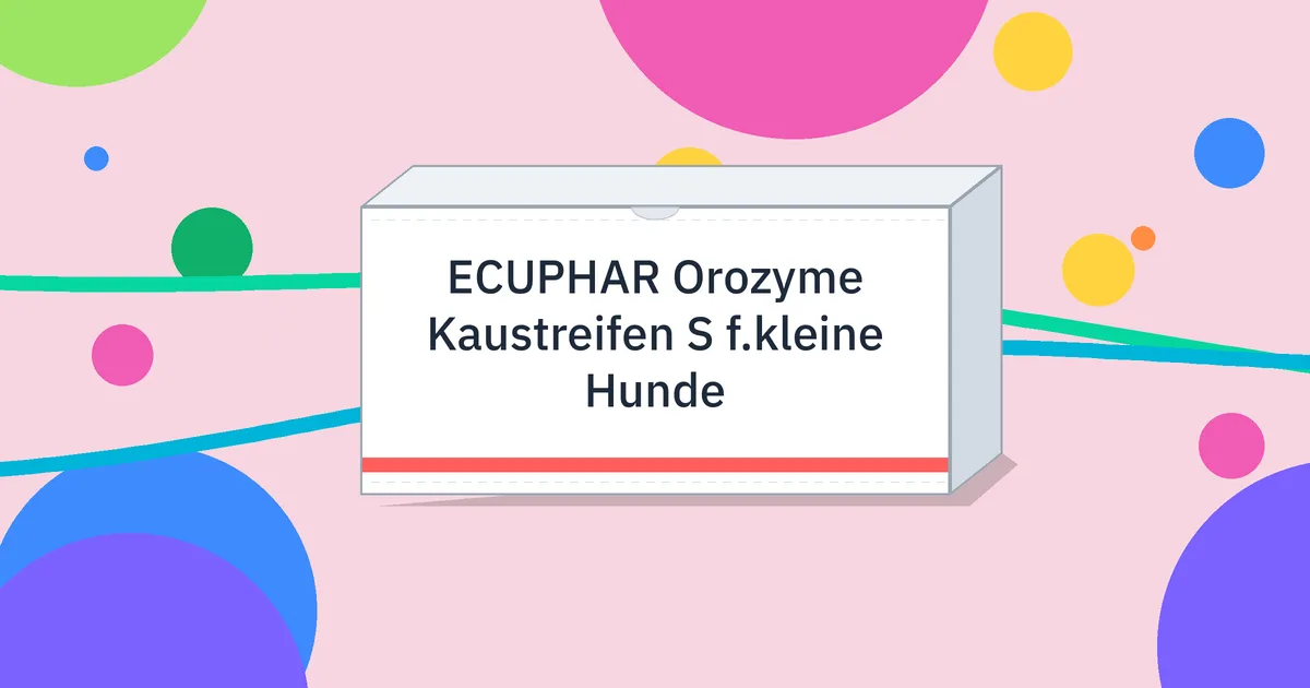 Symbolbild: Packung mit der Aufschrift ECUPHAR Orozyme Kaustreifen S f.kleine Hunde (PZN 19445710) – Verfügbarkeit und Bezug in Apotheken in Frankfurt am Main
