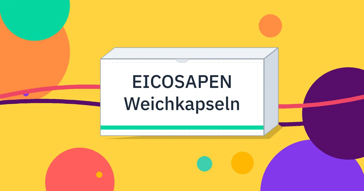 Symbolbild: Packung mit der Aufschrift EICOSAPEN Weichkapseln (PZN 01302884) – Verfügbarkeit und Bezug in Apotheken in Frankfurt am Main