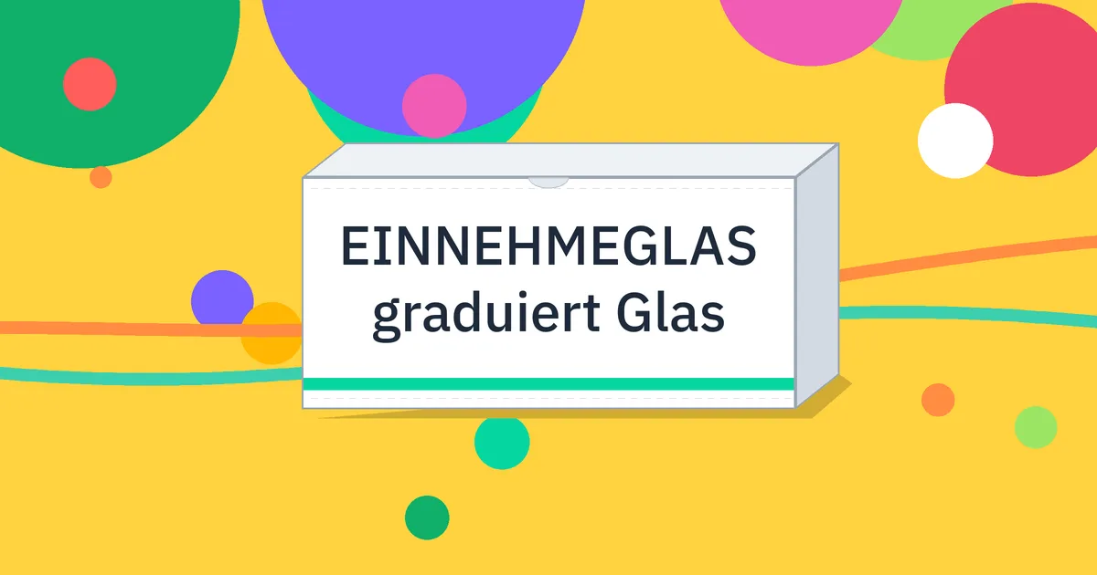 Symbolbild: Packung mit der Aufschrift EINNEHMEGLAS graduiert Glas (PZN 01726348) – Verfügbarkeit und Bezug in Apotheken in Frankfurt am Main