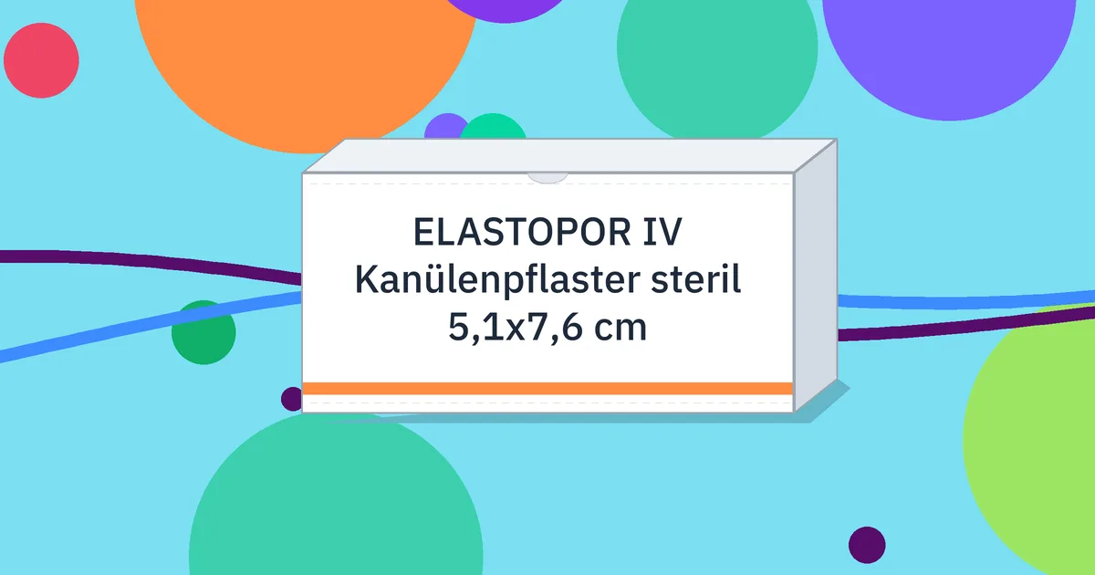 Symbolbild: Packung mit der Aufschrift ELASTOPOR IV Kanülenpflaster steril 5,1x7,6 cm (PZN 19388969) – Verfügbarkeit und Bezug in Apotheken in Frankfurt am Main