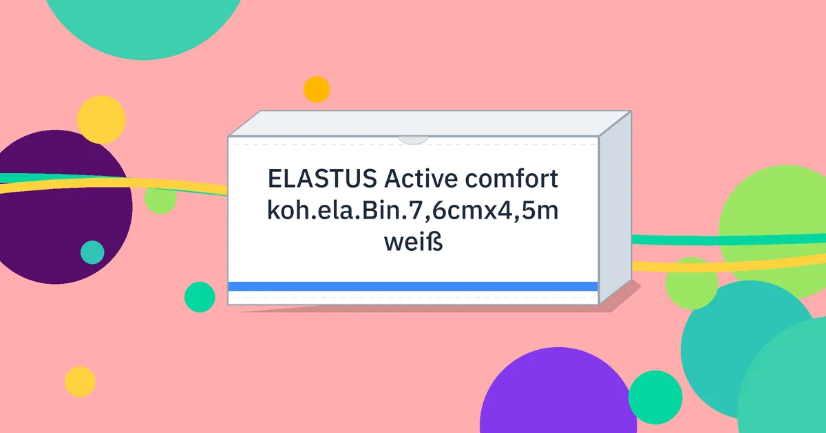 Symbolbild: Packung mit der Aufschrift ELASTUS Active comfort koh.ela.Bin.7,6cmx4,5m weiß (PZN 18489390) – Verfügbarkeit und Bezug in Apotheken in Frankfurt am Main