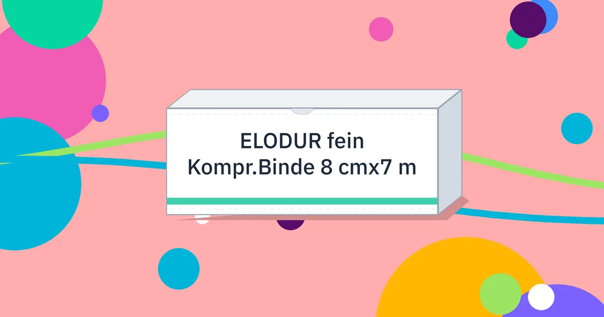 Symbolbild: Packung mit der Aufschrift ELODUR fein Kompr.Binde 8 cmx7 m (PZN 01945895) – Verfügbarkeit und Bezug in Apotheken in Frankfurt am Main