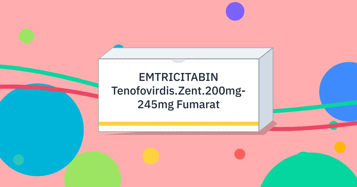 Symbolbild: Packung mit der Aufschrift EMTRICITABIN Tenofovirdis.Zent.200mg-245mg Fumarat (PZN 14060796) – Verfügbarkeit und Bezug in Apotheken in Frankfurt am Main