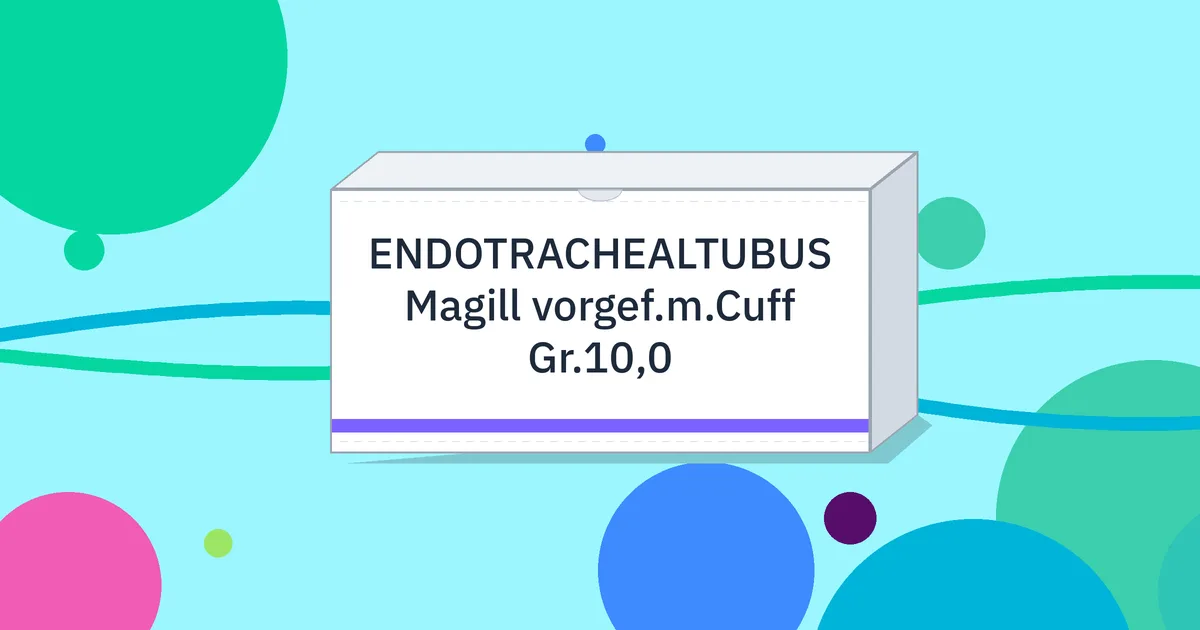 Symbolbild: Packung mit der Aufschrift ENDOTRACHEALTUBUS Magill vorgef.m.Cuff Gr.10,0 (PZN 00141338) – Verfügbarkeit und Bezug in Apotheken in Frankfurt am Main