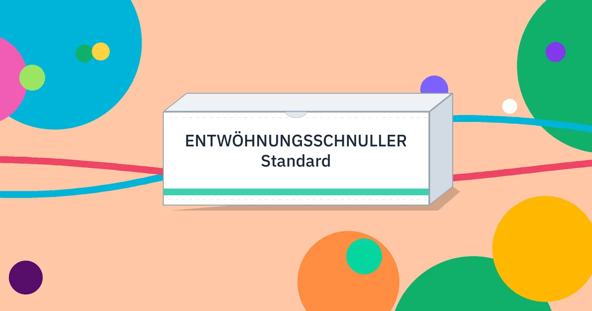 Symbolbild: Packung mit der Aufschrift ENTWÖHNUNGSSCHNULLER Standard (PZN 20354786) – Verfügbarkeit und Bezug in Apotheken in Frankfurt am Main
