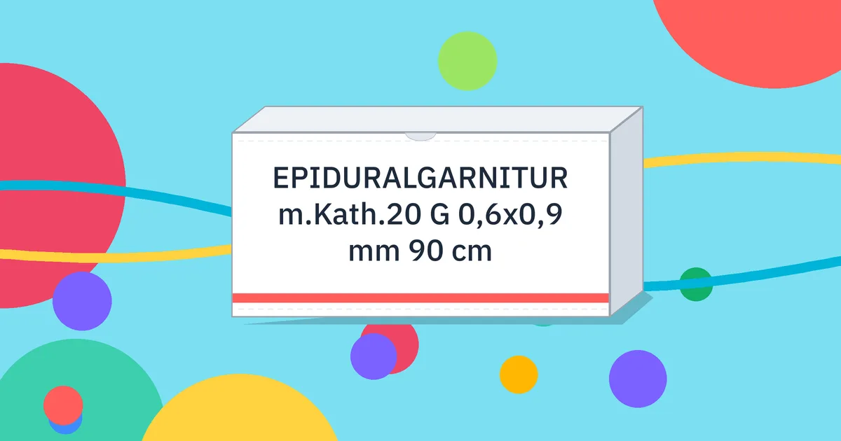 Symbolbild: Packung mit der Aufschrift EPIDURALGARNITUR m.Kath.20 G 0,6x0,9 mm 90 cm (PZN 00875738) – Verfügbarkeit und Bezug in Apotheken in Frankfurt am Main
