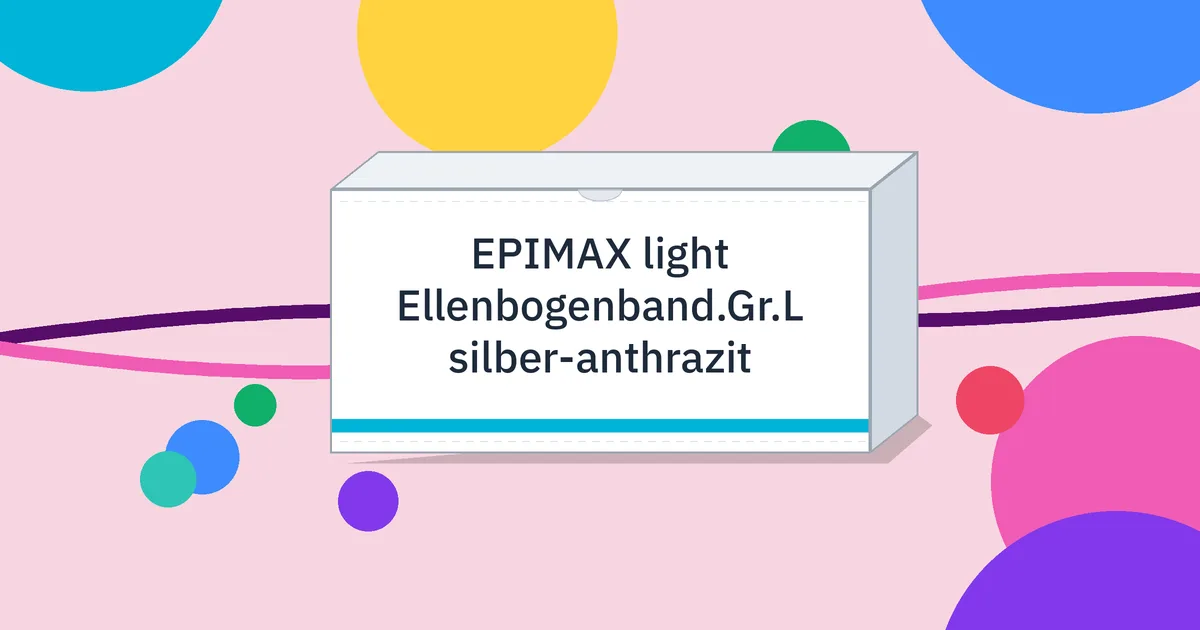 Symbolbild: Packung mit der Aufschrift EPIMAX light Ellenbogenband.Gr.L silber-anthrazit (PZN 11097149) – Verfügbarkeit und Bezug in Apotheken in Frankfurt am Main