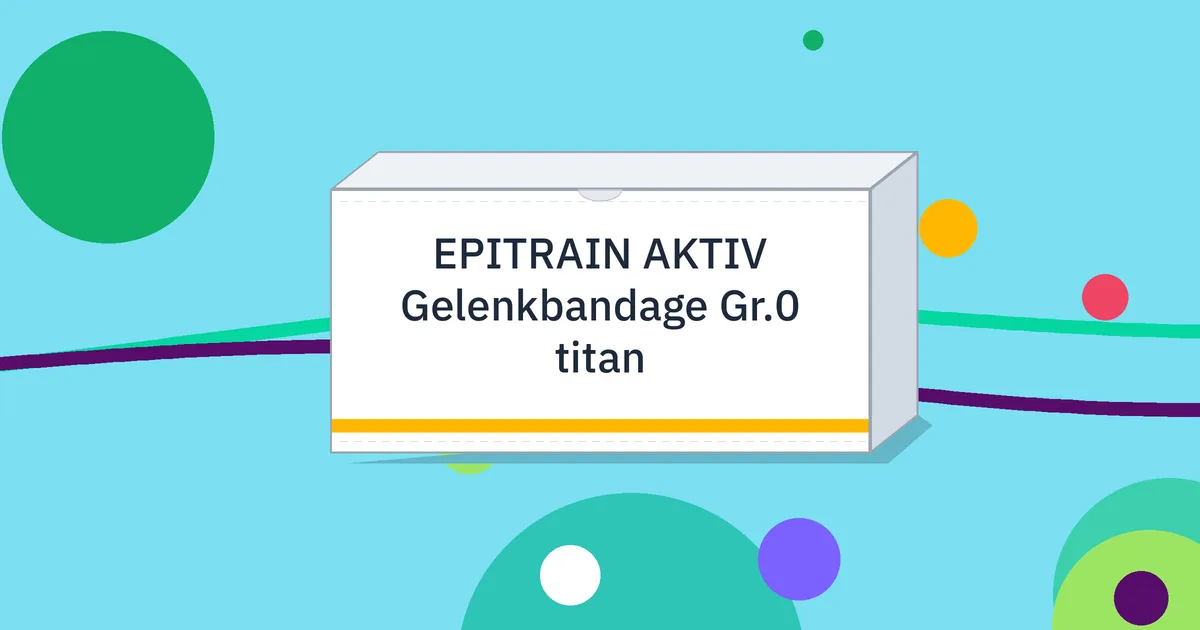 Symbolbild: Packung mit der Aufschrift EPITRAIN AKTIV Gelenkbandage Gr.0 titan (PZN 01286292) – Verfügbarkeit und Bezug in Apotheken in Frankfurt am Main