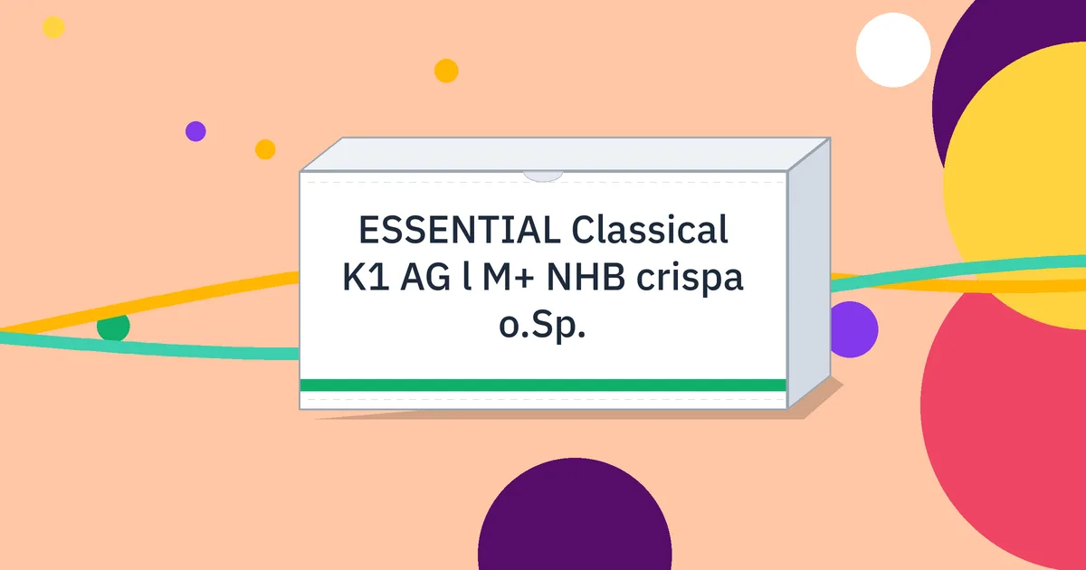 Symbolbild: Packung mit der Aufschrift ESSENTIAL Classical K1 AG l M+ NHB crispa o.Sp. (PZN 17001110) – Verfügbarkeit und Bezug in Apotheken in Frankfurt am Main