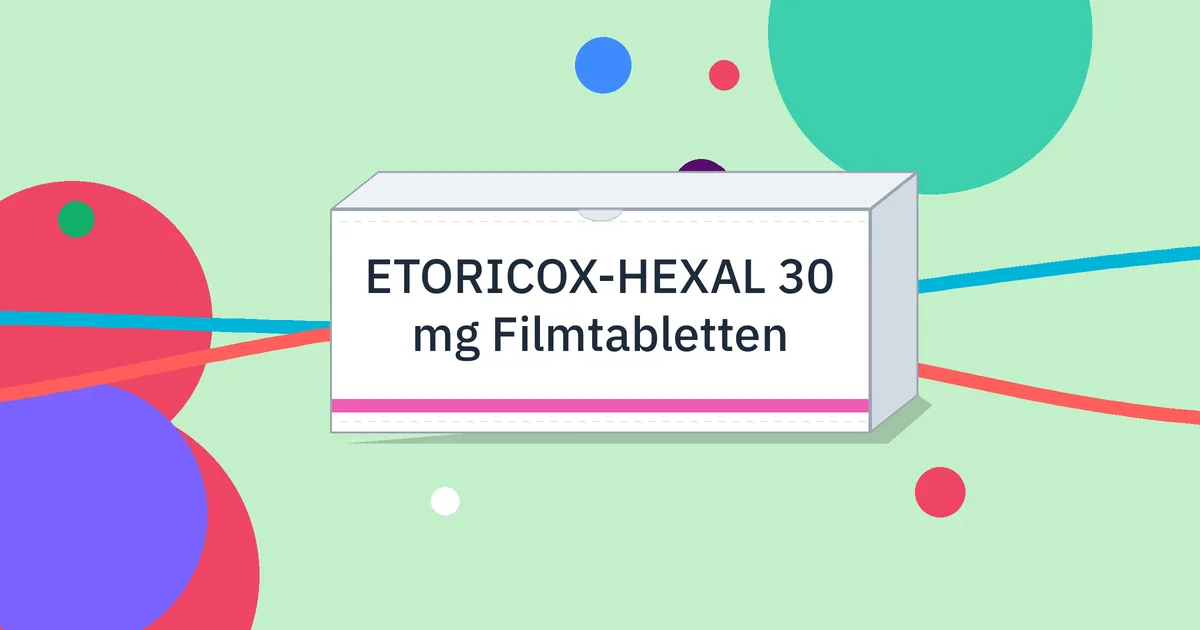 Symbolbild: Packung mit der Aufschrift ETORICOX-HEXAL 30 mg Filmtabletten (PZN 11872140) – Verfügbarkeit und Bezug in Apotheken in Frankfurt am Main
