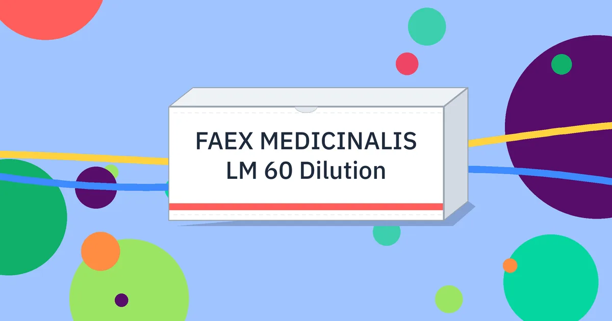 Symbolbild: Packung mit der Aufschrift FAEX MEDICINALIS LM 60 Dilution (PZN 13486292) – Verfügbarkeit und Bezug in Apotheken in Frankfurt am Main