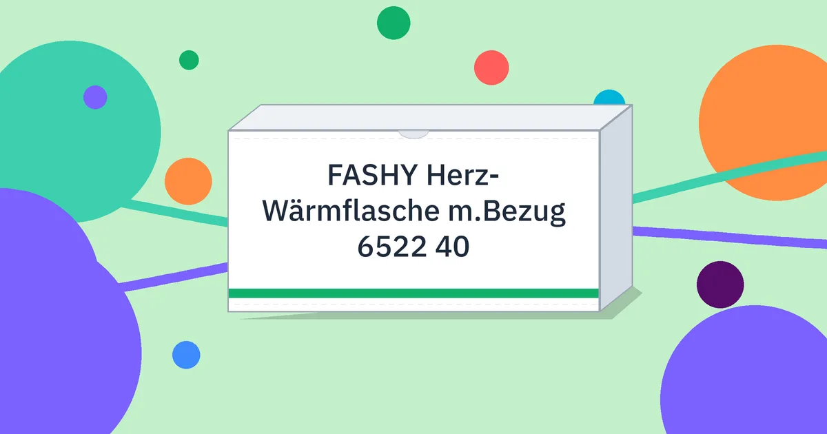 Symbolbild: Packung mit der Aufschrift FASHY Herz-Wärmflasche m.Bezug 6522 40 (PZN 14142330) – Verfügbarkeit und Bezug in Apotheken in Frankfurt am Main