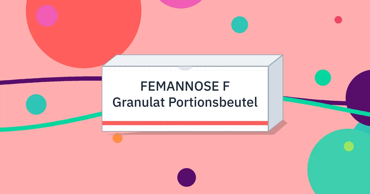 Symbolbild: Packung mit der Aufschrift FEMANNOSE F Granulat Portionsbeutel (PZN 16884923) – Verfügbarkeit und Bezug in Apotheken in Frankfurt am Main