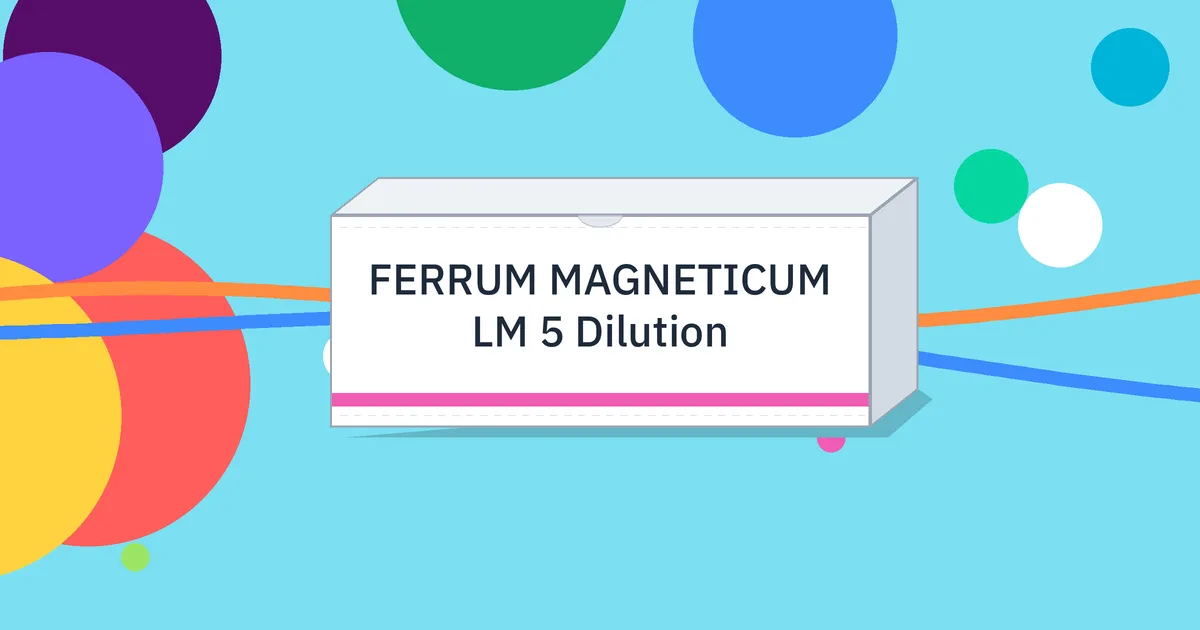 Symbolbild: Packung mit der Aufschrift FERRUM MAGNETICUM LM 5 Dilution (PZN 12849775) – Verfügbarkeit und Bezug in Apotheken in Frankfurt am Main