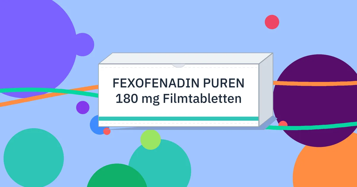 Symbolbild: Packung mit der Aufschrift FEXOFENADIN PUREN 180 mg Filmtabletten (PZN 19398206) – Verfügbarkeit und Bezug in Apotheken in Frankfurt am Main