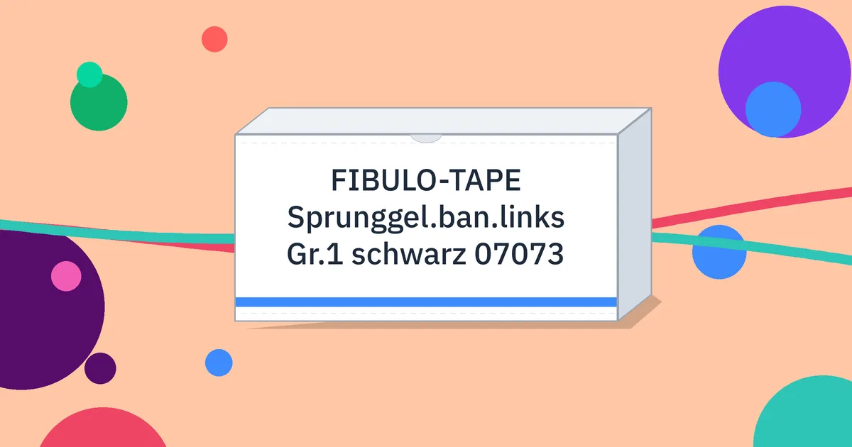 Symbolbild: Packung mit der Aufschrift FIBULO-TAPE Sprunggel.ban.links Gr.1 schwarz 07073 (PZN 05543142) – Verfügbarkeit und Bezug in Apotheken in Frankfurt am Main