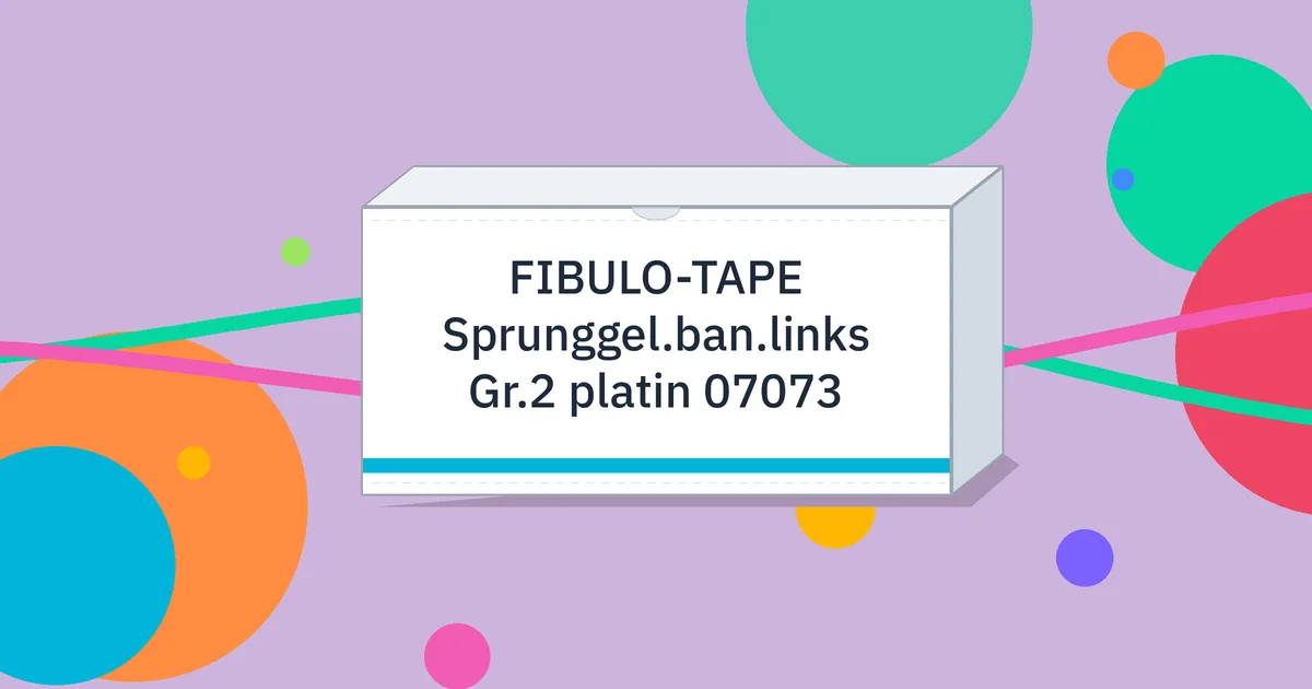 Symbolbild: Packung mit der Aufschrift FIBULO-TAPE Sprunggel.ban.links Gr.2 platin 07073 (PZN 06826451) – Verfügbarkeit und Bezug in Apotheken in Frankfurt am Main