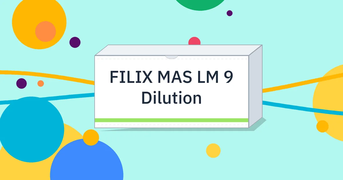 Symbolbild: Packung mit der Aufschrift FILIX MAS LM 9 Dilution (PZN 13488747) – Verfügbarkeit und Bezug in Apotheken in Frankfurt am Main