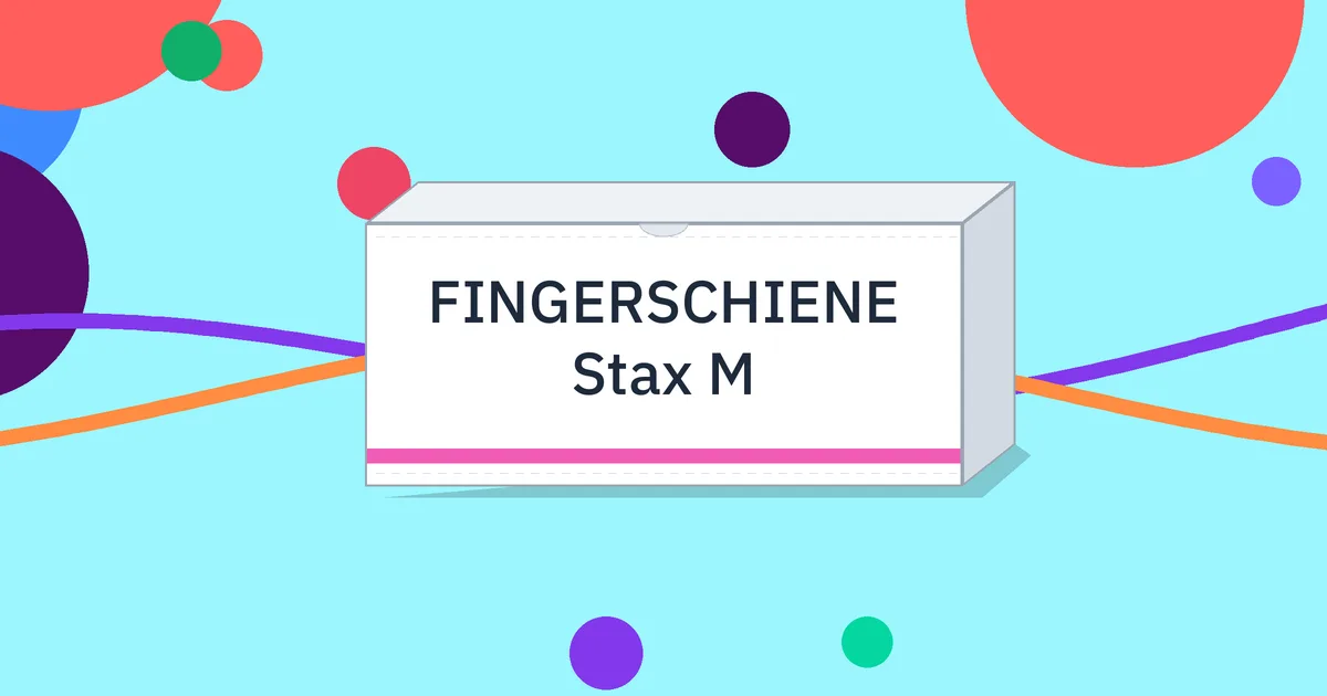 Symbolbild: Packung mit der Aufschrift FINGERSCHIENE Stax M (PZN 19069632) – Verfügbarkeit und Bezug in Apotheken in Frankfurt am Main