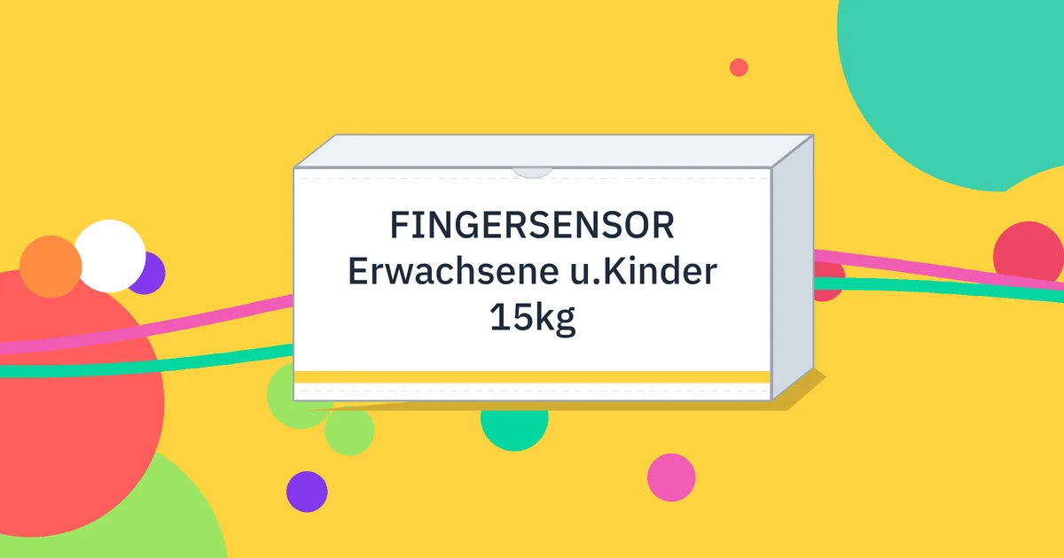 Symbolbild: Packung mit der Aufschrift FINGERSENSOR Erwachsene u.Kinder 15kg (PZN 06578792) – Verfügbarkeit und Bezug in Apotheken in Frankfurt am Main
