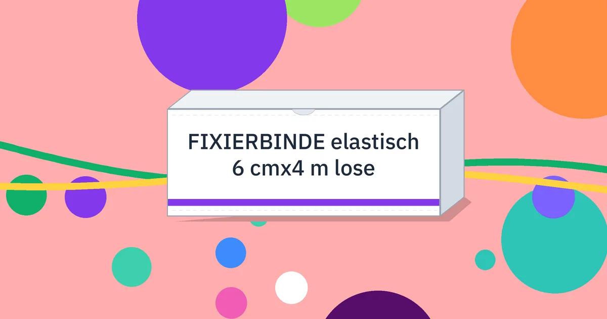 Symbolbild: Packung mit der Aufschrift FIXIERBINDE elastisch 6 cmx4 m lose (PZN 10180109) – Verfügbarkeit und Bezug in Apotheken in Frankfurt am Main