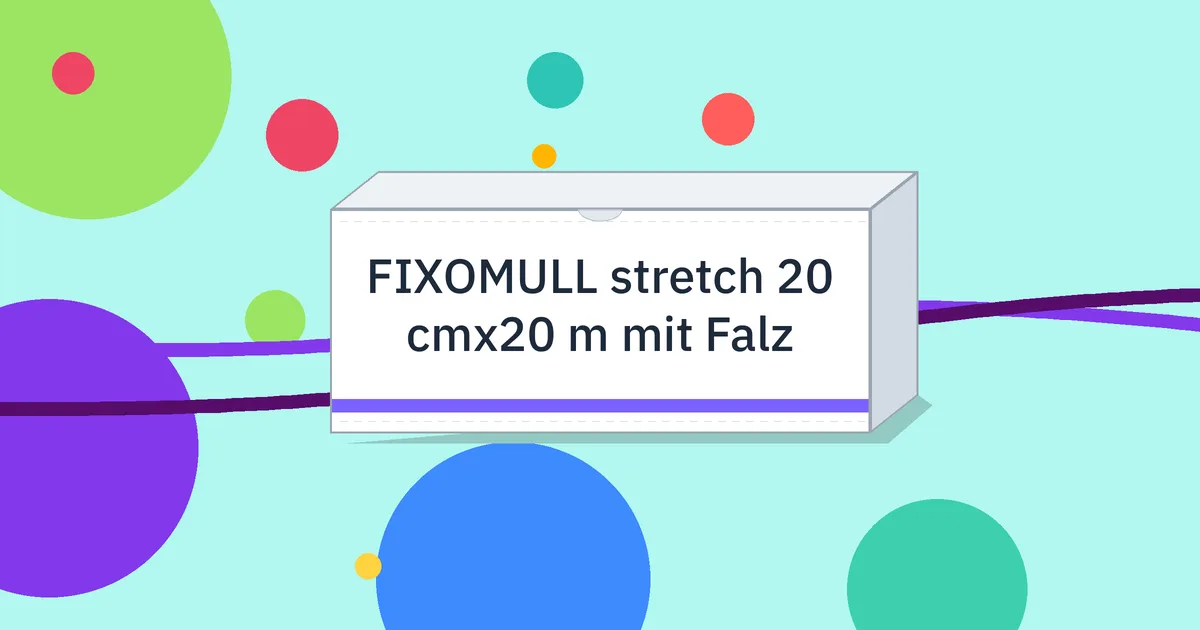 Symbolbild: Packung mit der Aufschrift FIXOMULL stretch 20 cmx20 m mit Falz (PZN 12776728) – Verfügbarkeit und Bezug in Apotheken in Frankfurt am Main