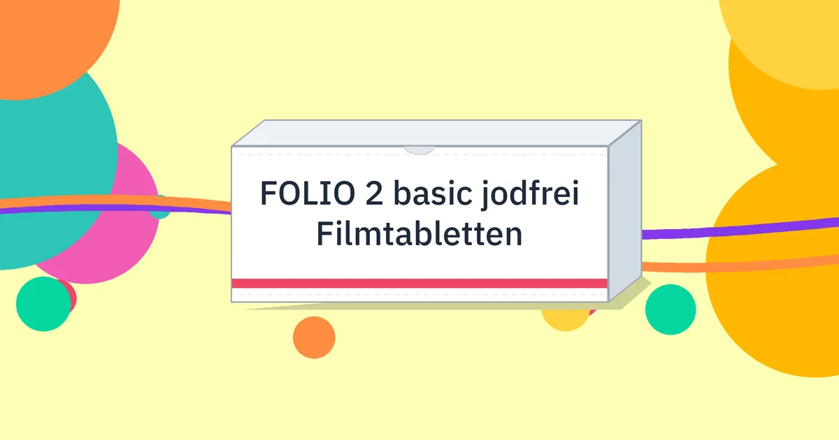 Symbolbild: Packung mit der Aufschrift FOLIO 2 basic jodfrei Filmtabletten (PZN 18671367) – Verfügbarkeit und Bezug in Apotheken in Frankfurt am Main