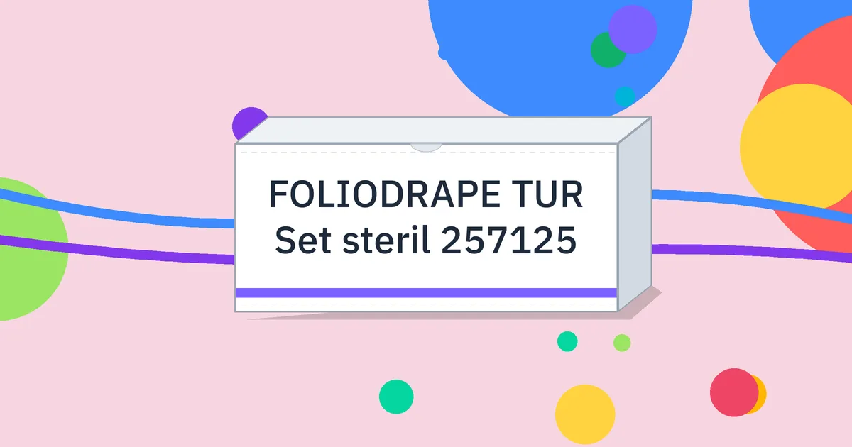 Symbolbild: Packung mit der Aufschrift FOLIODRAPE TUR Set steril 257125 (PZN 06892407) – Verfügbarkeit und Bezug in Apotheken in Frankfurt am Main