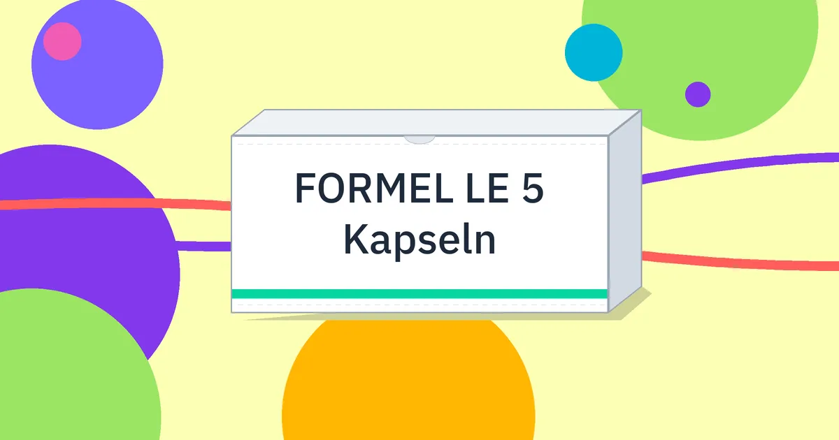 Symbolbild: Packung mit der Aufschrift FORMEL LE 5 Kapseln (PZN 12511958) – Verfügbarkeit und Bezug in Apotheken in Frankfurt am Main