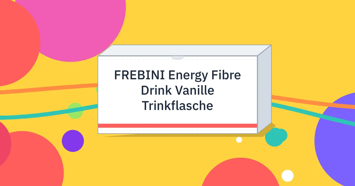 Symbolbild: Packung mit der Aufschrift FREBINI Energy Fibre Drink Vanille Trinkflasche (PZN 00350036) – Verfügbarkeit und Bezug in Apotheken in Frankfurt am Main