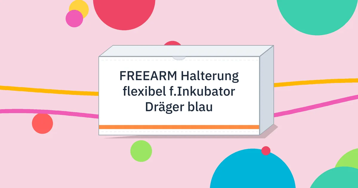 Symbolbild: Packung mit der Aufschrift FREEARM Halterung flexibel f.Inkubator Dräger blau (PZN 19975000) – Verfügbarkeit und Bezug in Apotheken in Frankfurt am Main