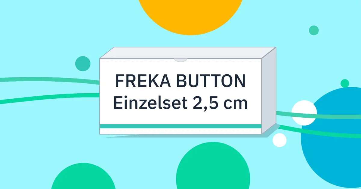 Symbolbild: Packung mit der Aufschrift FREKA BUTTON Einzelset 2,5 cm (PZN 00252902) – Verfügbarkeit und Bezug in Apotheken in Frankfurt am Main