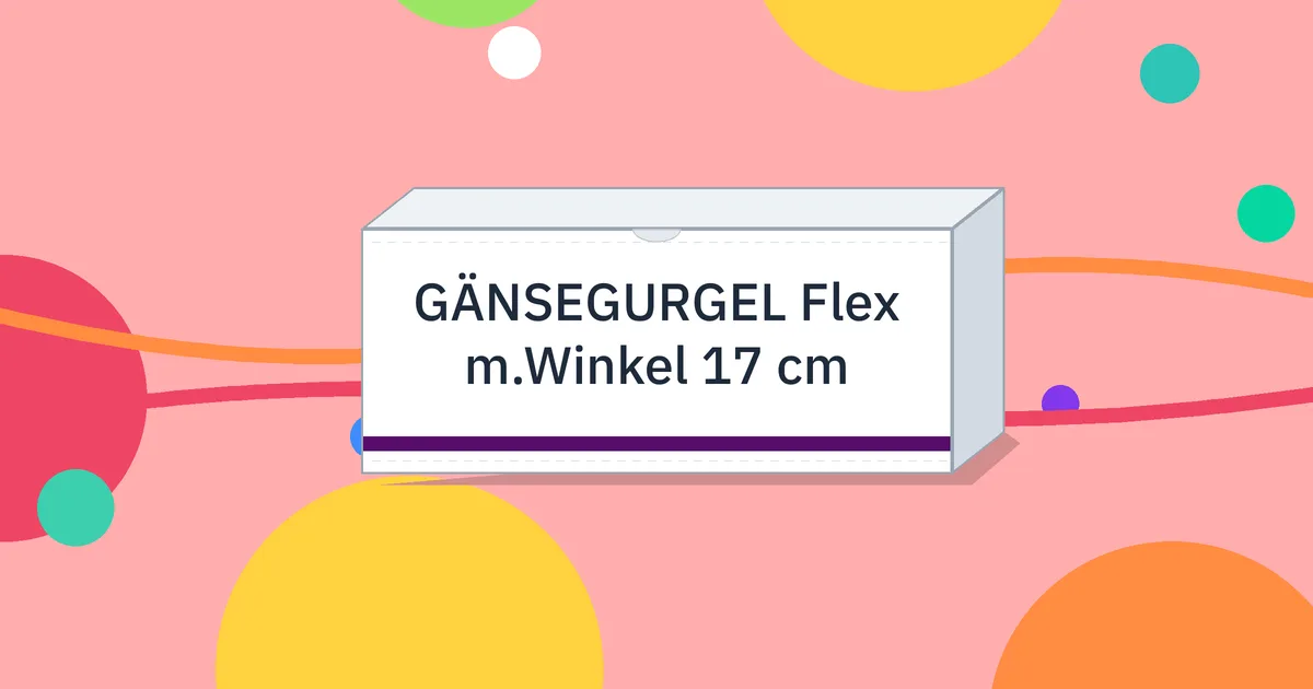 Symbolbild: Packung mit der Aufschrift GÄNSEGURGEL Flex m.Winkel 17 cm (PZN 17432614) – Verfügbarkeit und Bezug in Apotheken in Frankfurt am Main