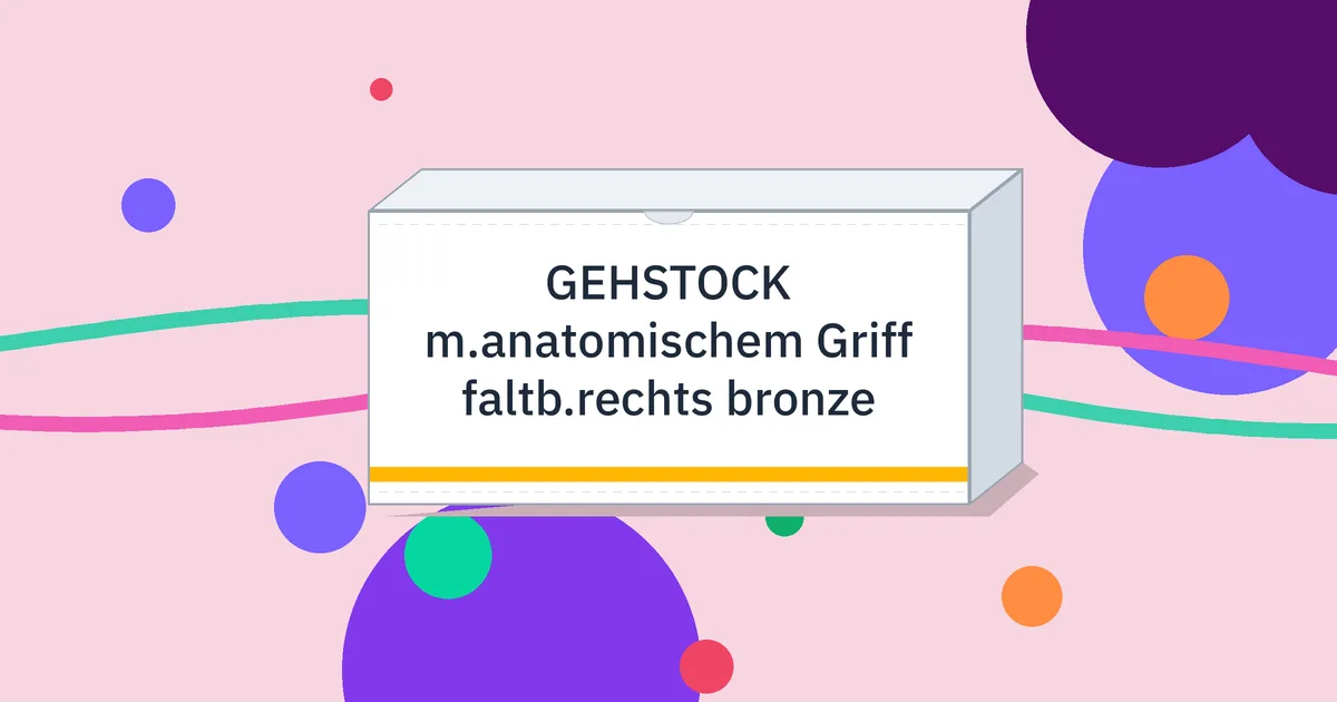 Symbolbild: Packung mit der Aufschrift GEHSTOCK m.anatomischem Griff faltb.rechts bronze (PZN 14028605) – Verfügbarkeit und Bezug in Apotheken in Frankfurt am Main