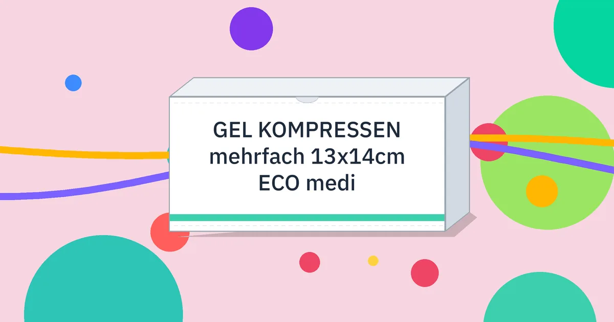 Symbolbild: Packung mit der Aufschrift GEL KOMPRESSEN mehrfach 13x14cm ECO medi (PZN 09205471) – Verfügbarkeit und Bezug in Apotheken in Frankfurt am Main