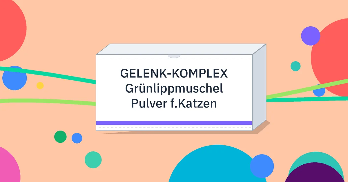 Symbolbild: Packung mit der Aufschrift GELENK-KOMPLEX Grünlippmuschel Pulver f.Katzen (PZN 18293830) – Verfügbarkeit und Bezug in Apotheken in Frankfurt am Main