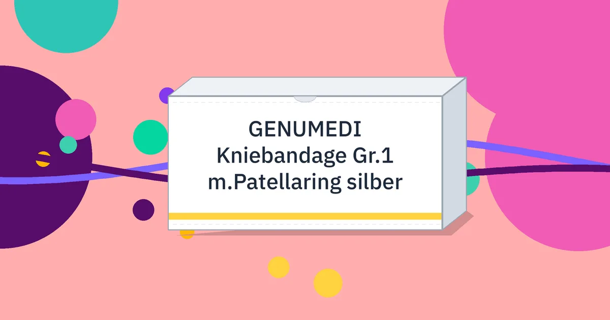 Symbolbild: Packung mit der Aufschrift GENUMEDI Kniebandage Gr.1 m.Patellaring silber (PZN 15315577) – Verfügbarkeit und Bezug in Apotheken in Frankfurt am Main