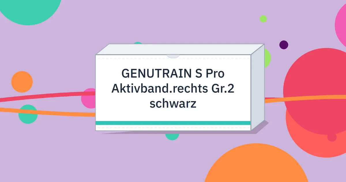 Symbolbild: Packung mit der Aufschrift GENUTRAIN S Pro Aktivband.rechts Gr.2 schwarz (PZN 09337095) – Verfügbarkeit und Bezug in Apotheken in Frankfurt am Main