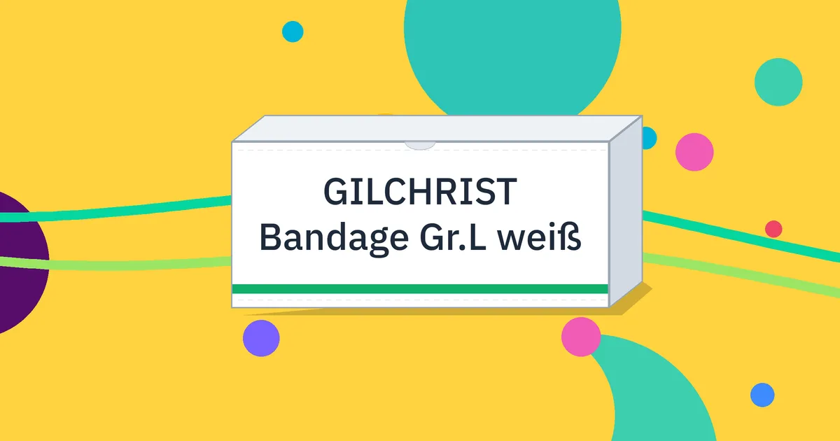 Symbolbild: Packung mit der Aufschrift GILCHRIST Bandage Gr.L weiß (PZN 04910147) – Verfügbarkeit und Bezug in Apotheken in Frankfurt am Main