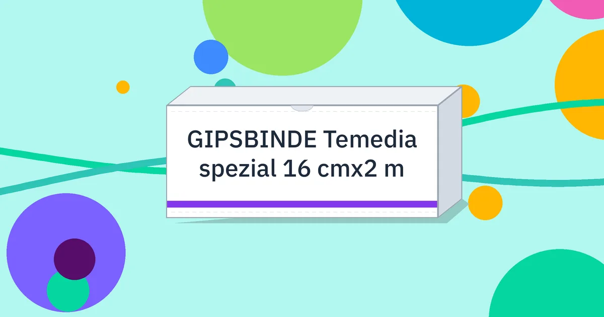 Symbolbild: Packung mit der Aufschrift GIPSBINDE Temedia spezial 16 cmx2 m (PZN 13250537) – Verfügbarkeit und Bezug in Apotheken in Frankfurt am Main