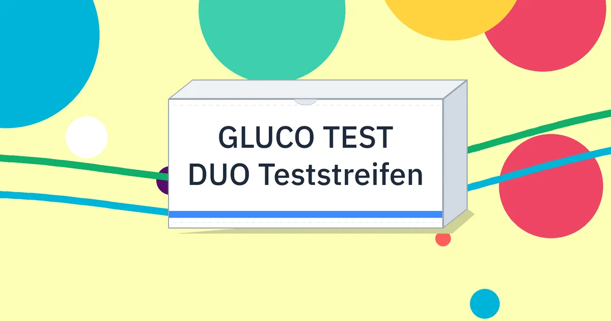 Symbolbild: Packung mit der Aufschrift GLUCO TEST DUO Teststreifen (PZN 11563924) – Verfügbarkeit und Bezug in Apotheken in Frankfurt am Main