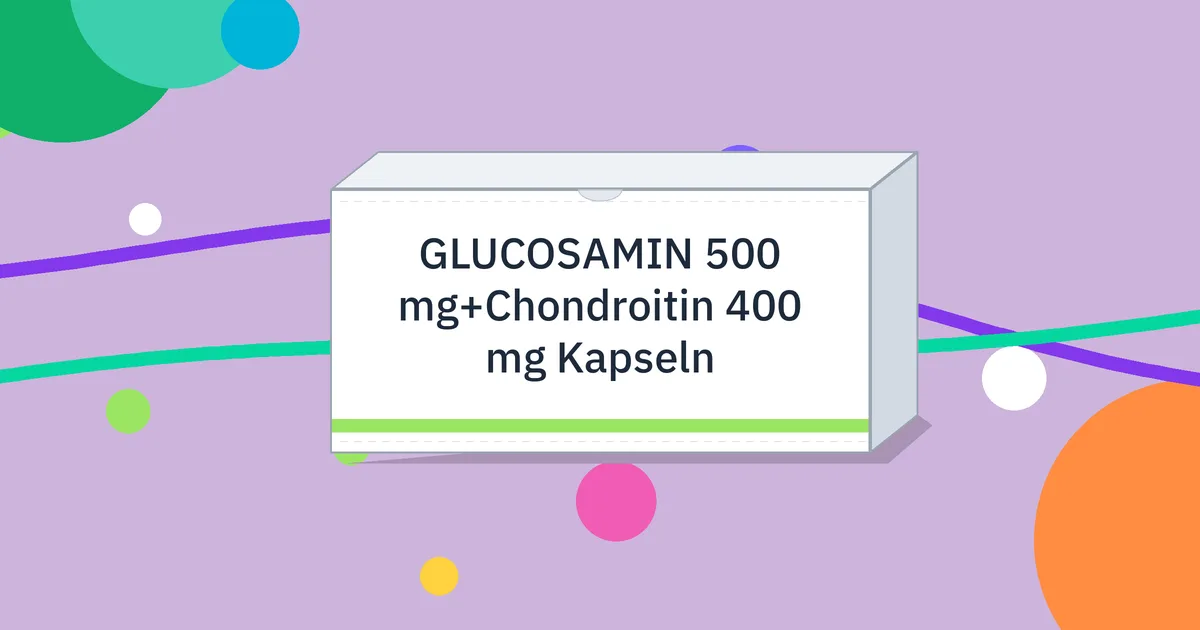 Symbolbild: Packung mit der Aufschrift GLUCOSAMIN 500 mg+Chondroitin 400 mg Kapseln (PZN 15307046) – Verfügbarkeit und Bezug in Apotheken in Frankfurt am Main