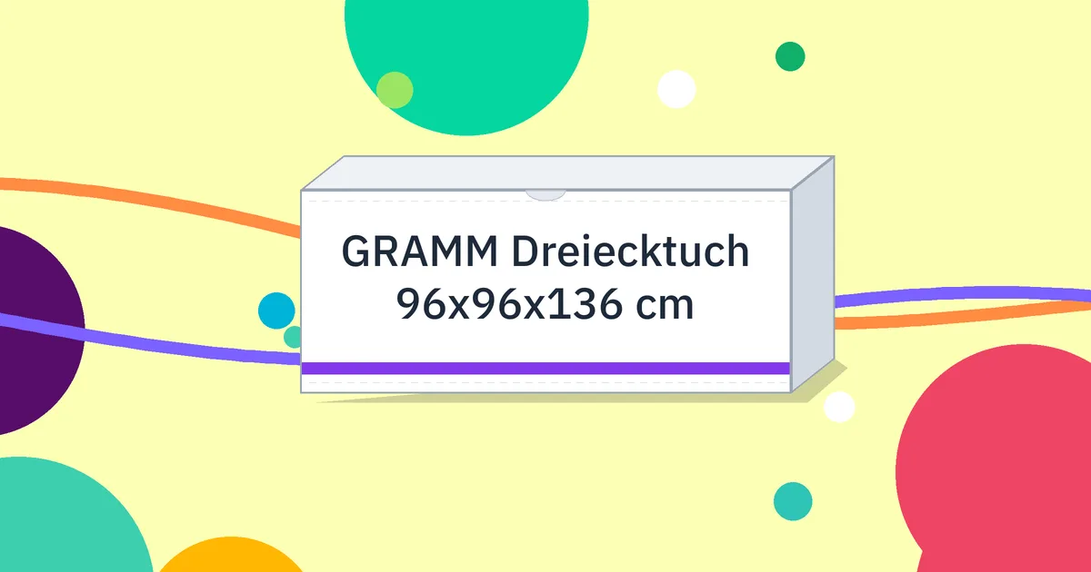 Symbolbild: Packung mit der Aufschrift GRAMM Dreiecktuch 96x96x136 cm (PZN 07354103) – Verfügbarkeit und Bezug in Apotheken in Frankfurt am Main