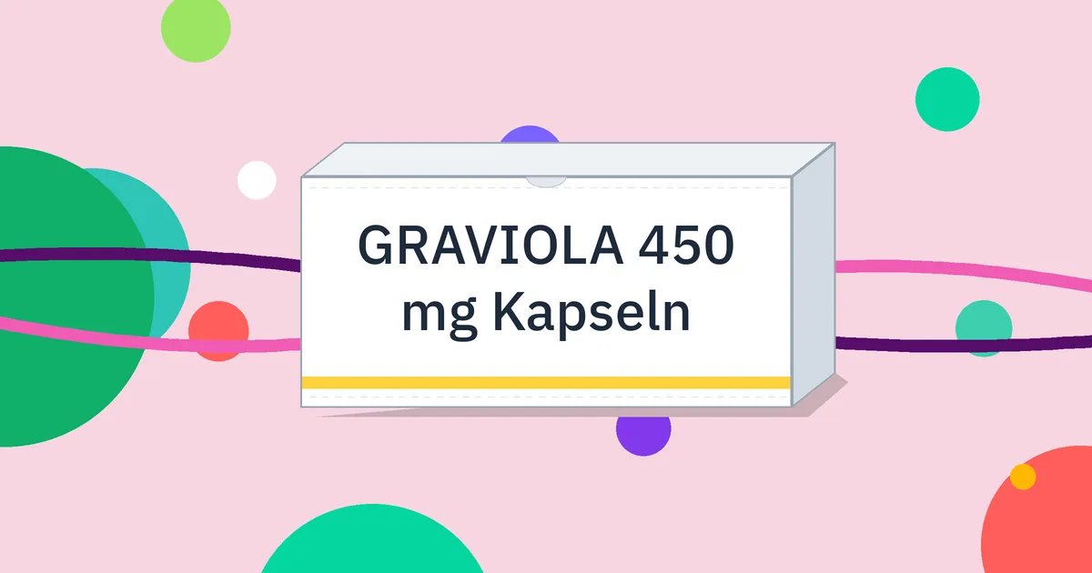Symbolbild: Packung mit der Aufschrift GRAVIOLA 450 mg Kapseln (PZN 14377263) – Verfügbarkeit und Bezug in Apotheken in Frankfurt am Main