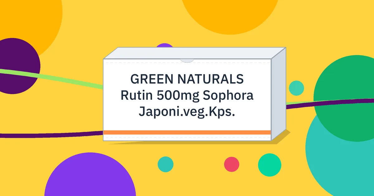 Symbolbild: Packung mit der Aufschrift GREEN NATURALS Rutin 500mg Sophora Japoni.veg.Kps. (PZN 18133138) – Verfügbarkeit und Bezug in Apotheken in Frankfurt am Main