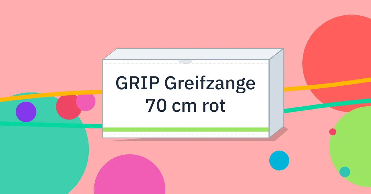 Symbolbild: Packung mit der Aufschrift GRIP Greifzange 70 cm rot (PZN 07744962) – Verfügbarkeit und Bezug in Apotheken in Frankfurt am Main